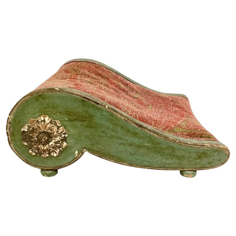 Antique Painted and Upholstered French Gout Stool For Sale at 1stDibs