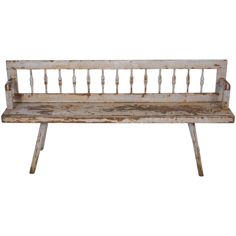 Antique Distressed Painted Bench at 1stDibs