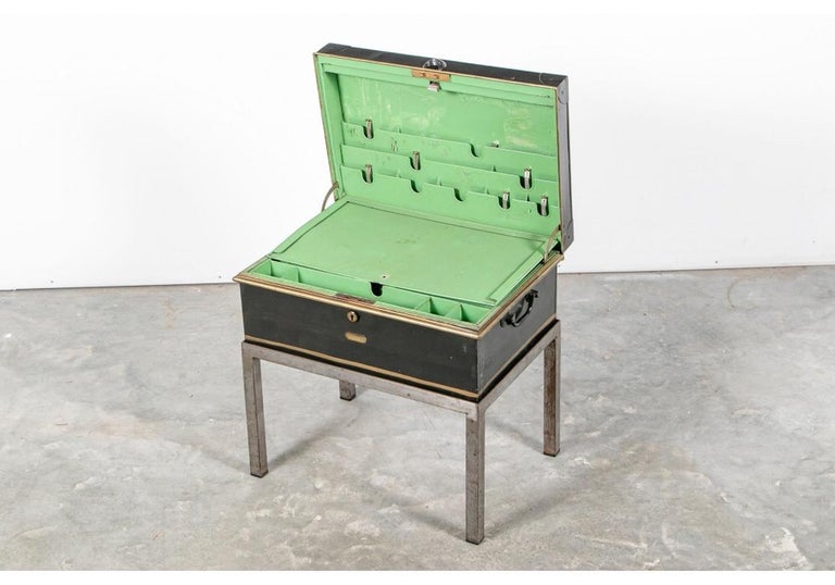 Antique Painted Money/ File Box on Custom Stand For Sale at 1stDibs