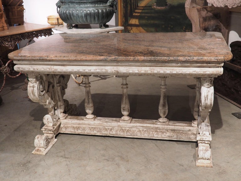 Antique Painted Oak Renaissance Style Table from Avignon, France, circa ...
