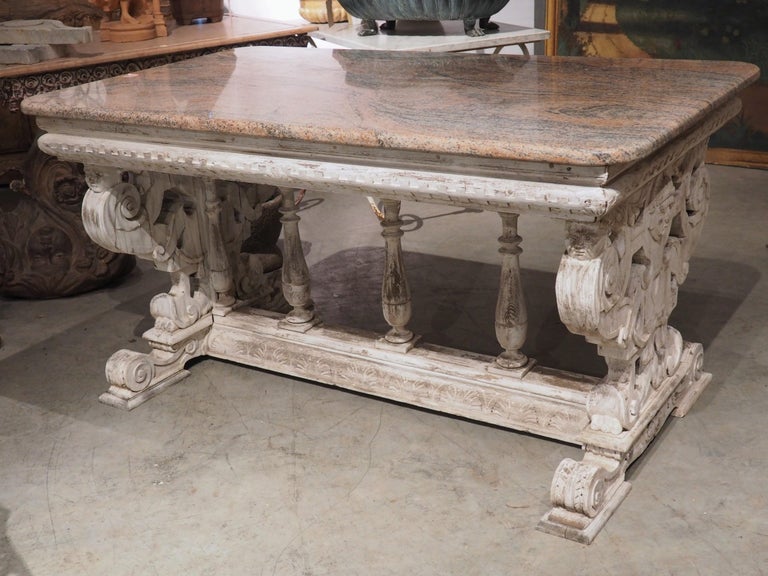 Antique Painted Oak Renaissance Style Table from Avignon, France, circa ...