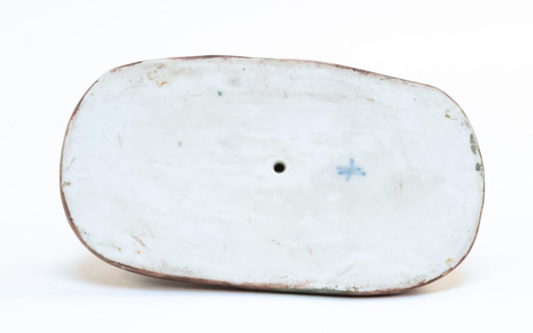 Antique Painted Porcelain Ceramic Mastiff Dog Figurine, Attributed to ...