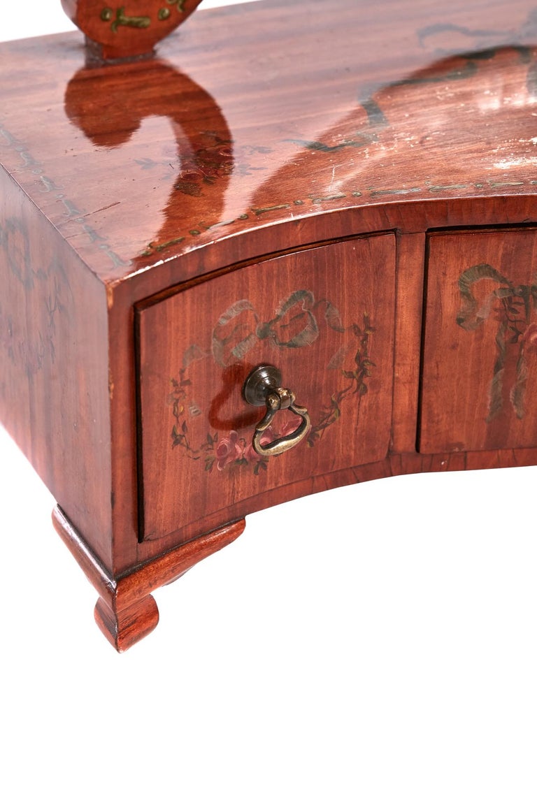 Antique Painted Satinwood Box Mirror For Sale at 1stDibs