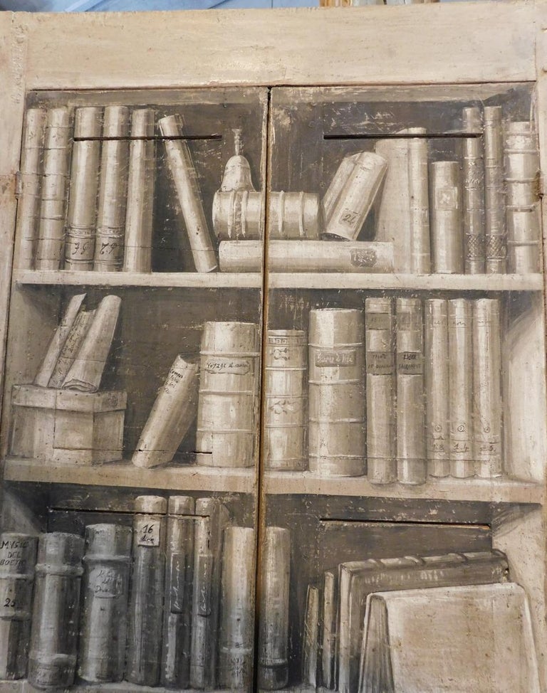 Antique Painted Wall Cabinet, Cupboard Fake Painted Bookcase, 19th ...