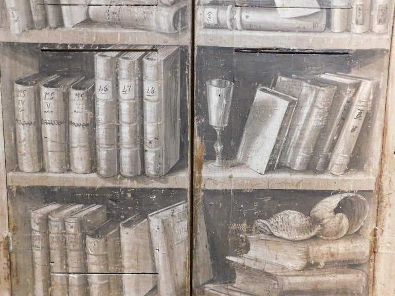 Antique Painted Wall Cabinet, Cupboard Fake Painted Bookcase, 19th ...