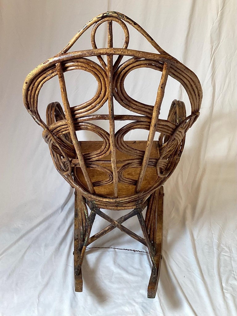 Antique Painted Willow Adirondack Rocking Chair at 1stDibs