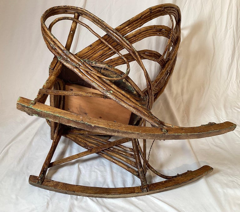Antique Painted Willow Adirondack Rocking Chair at 1stDibs