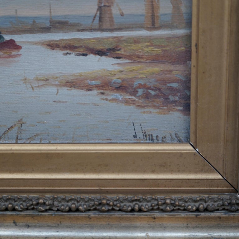 Antique Painting, Dutch Windmill Scene, Artist Signed, C1890 For Sale ...