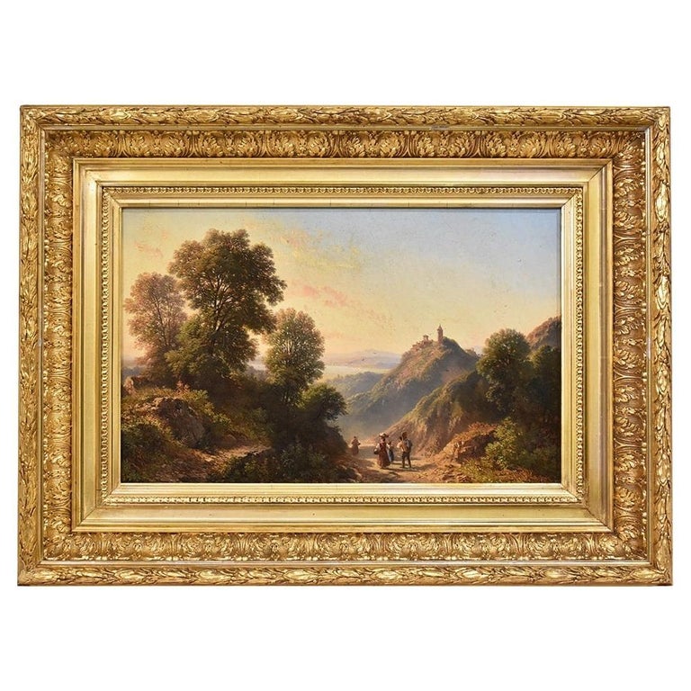 Antique Painting, Landscape Painting, Italian Landscape with Castle ...