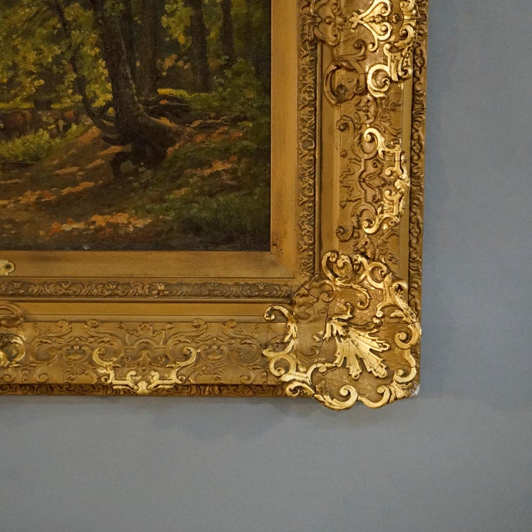 Antique Painting, Landscape with Stream, Cows and Figures, by George ...