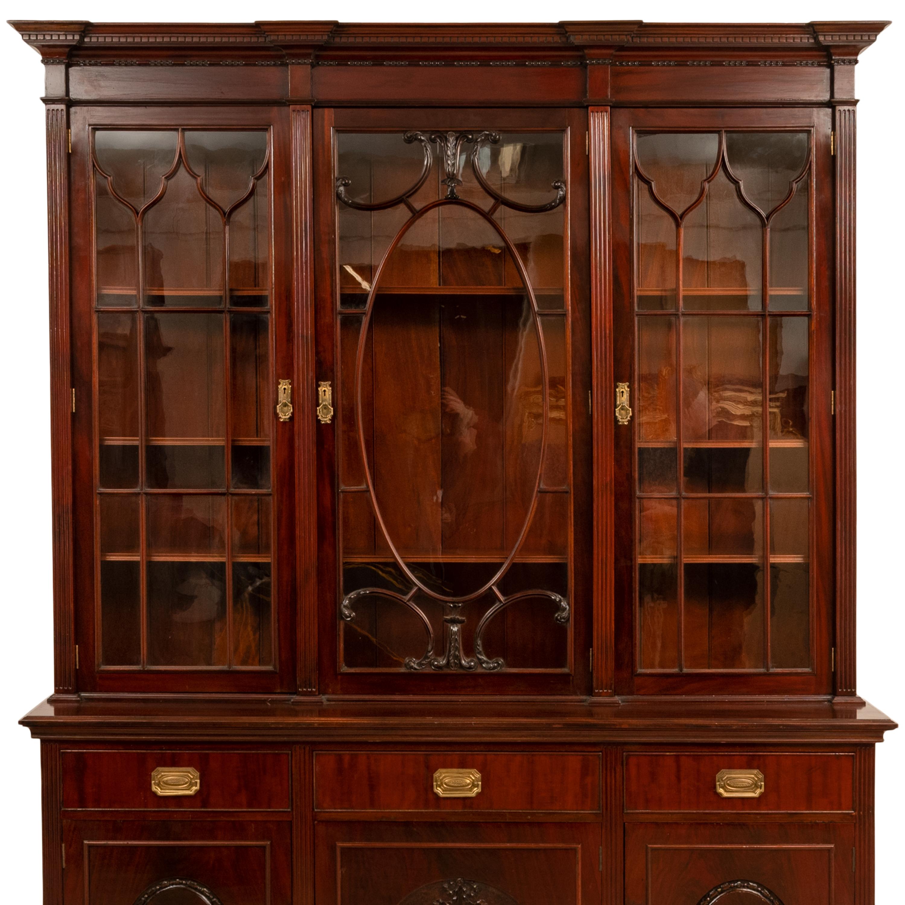 Antique Pair 19th Century Mahogany Bibliotheque Library Bookcase ...