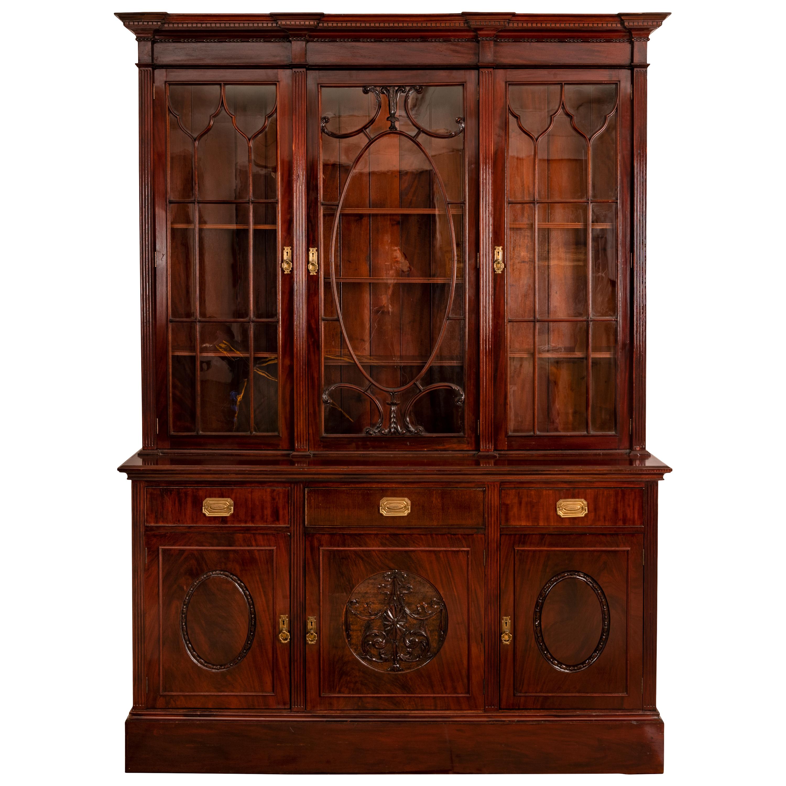 Antique Pair 19th Century Mahogany Bibliotheque Library Bookcase ...