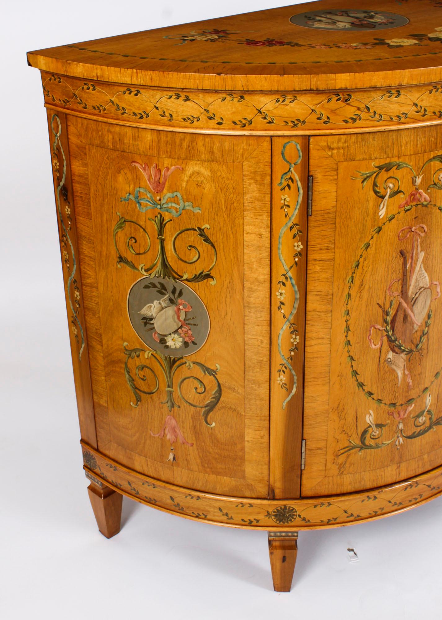 Antique Pair Adam Revival Satin wood Painted Cabinets Commodes C1920 ...