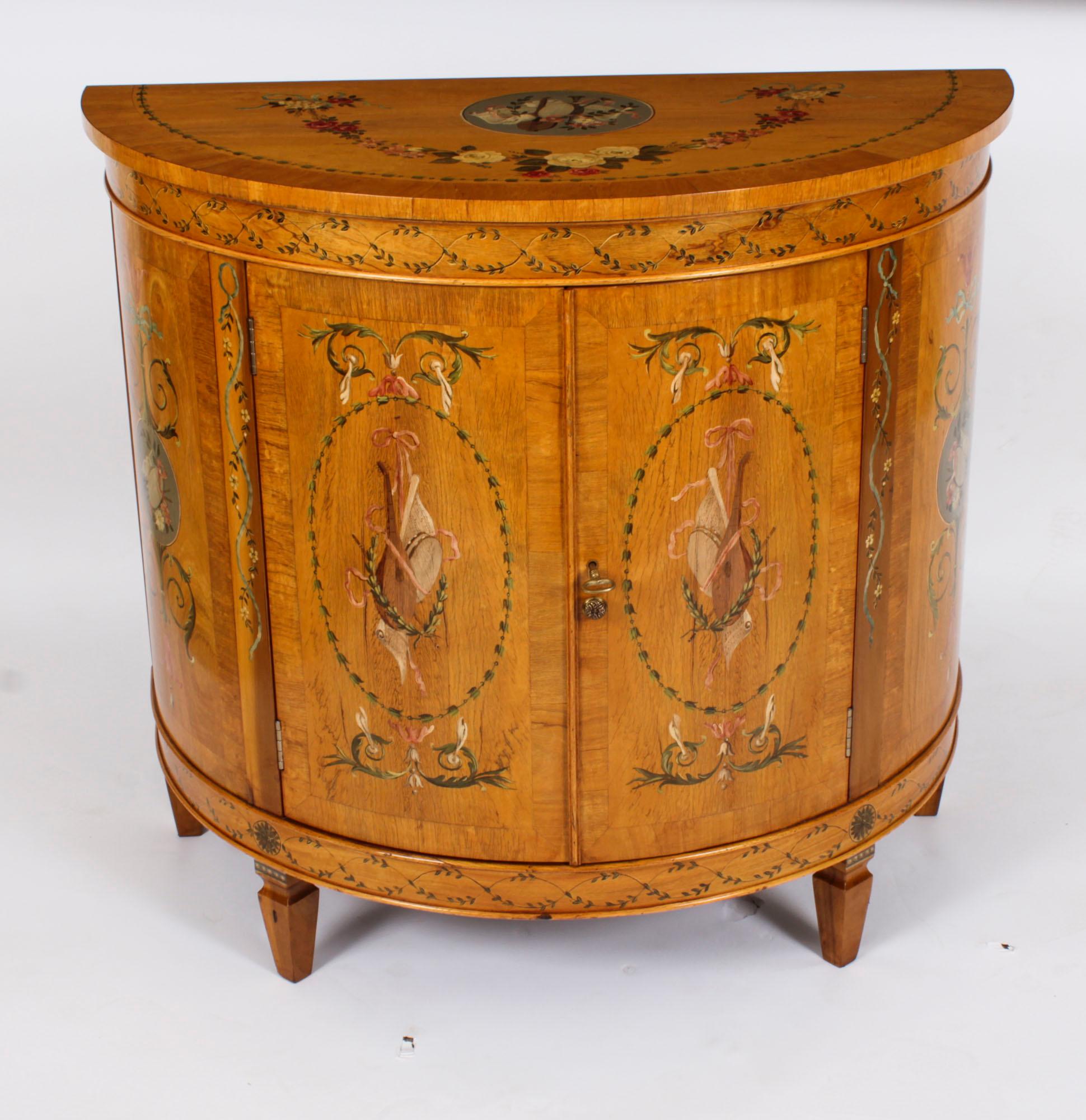 Antique Pair Adam Revival Satin wood Painted Cabinets Commodes C1920 ...