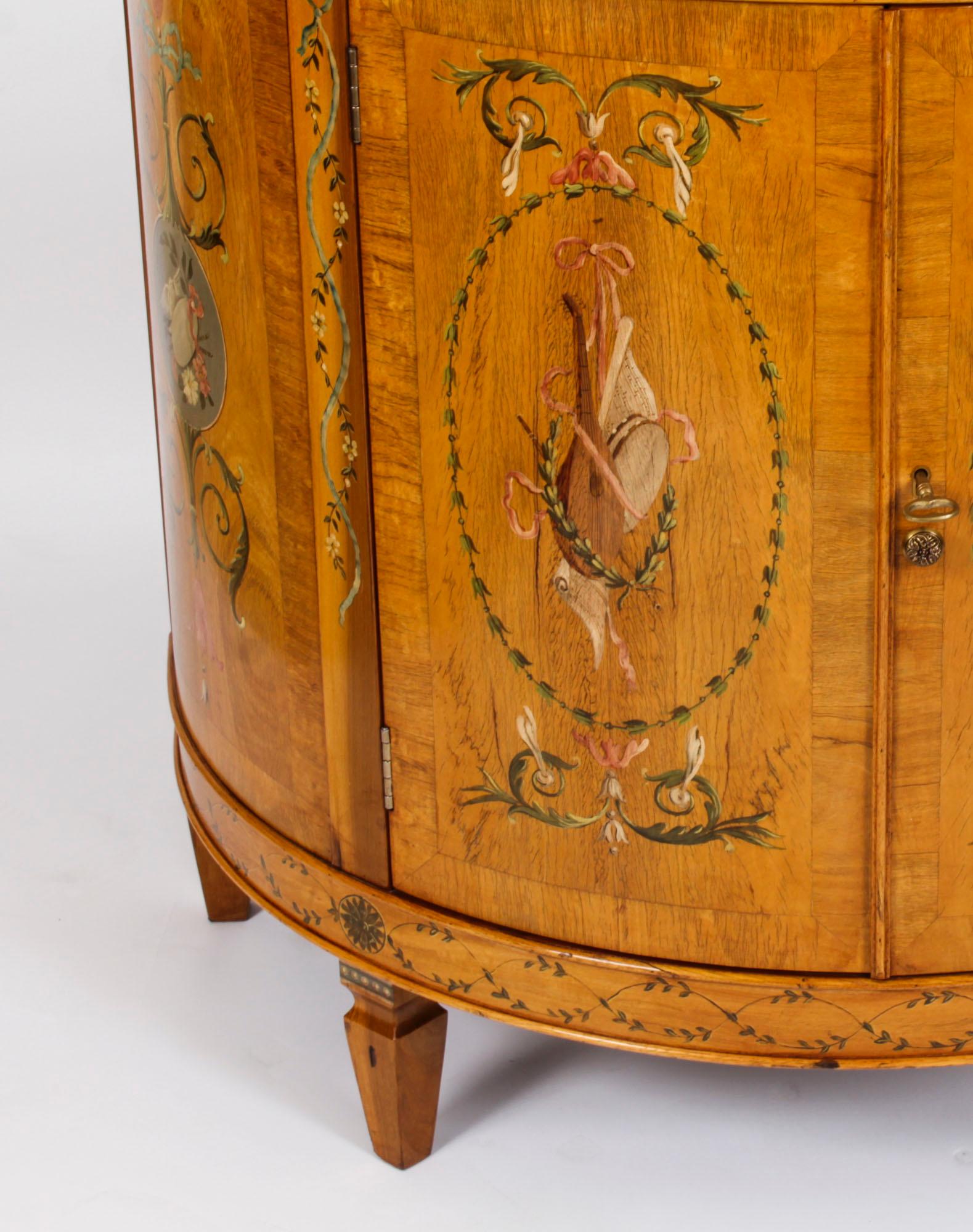 Antique Pair Adam Revival Satin wood Painted Cabinets Commodes C1920 ...