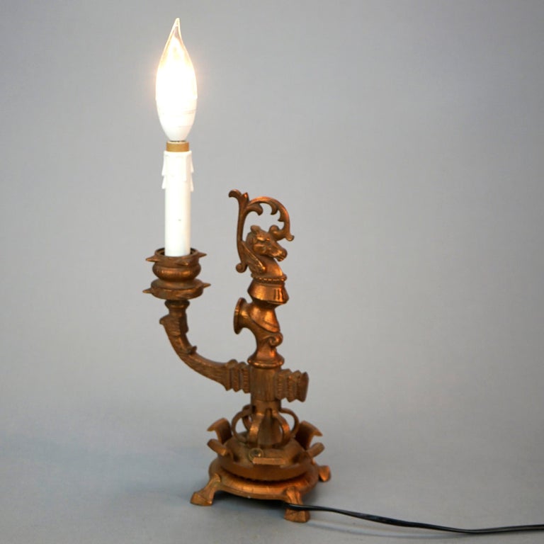 Antique Pair Arts and Crafts Rembrandt Figural Pegasus Lamps Circa 1930 ...