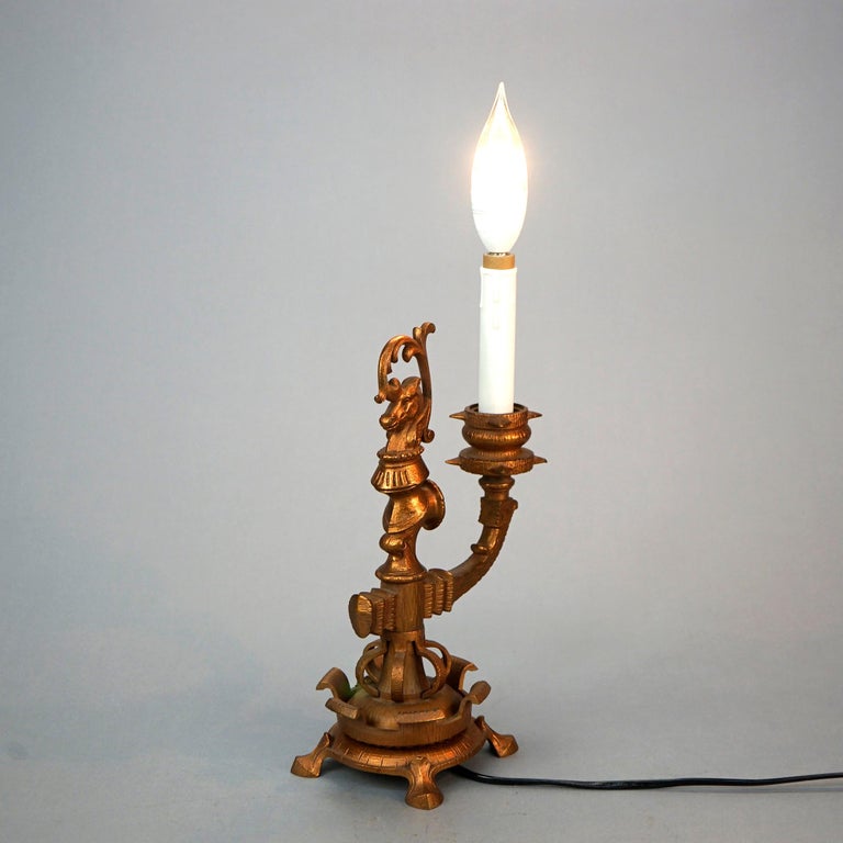 Antique Pair Arts and Crafts Rembrandt Figural Pegasus Lamps Circa 1930 ...