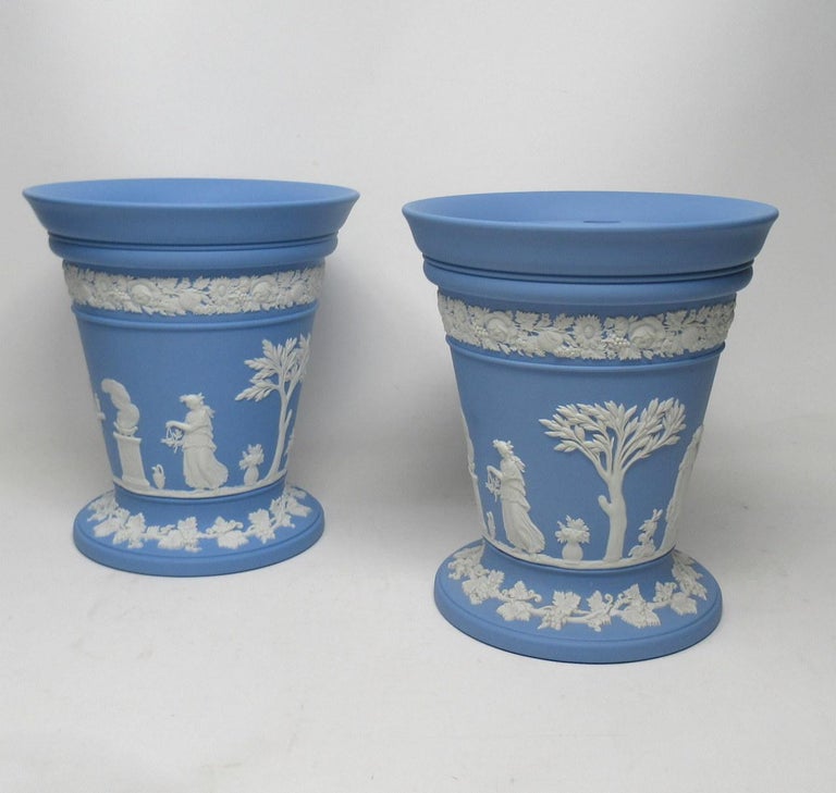 Antique Blue Wedgwood Jasper Ware Vases Urns Mythological Classical ...