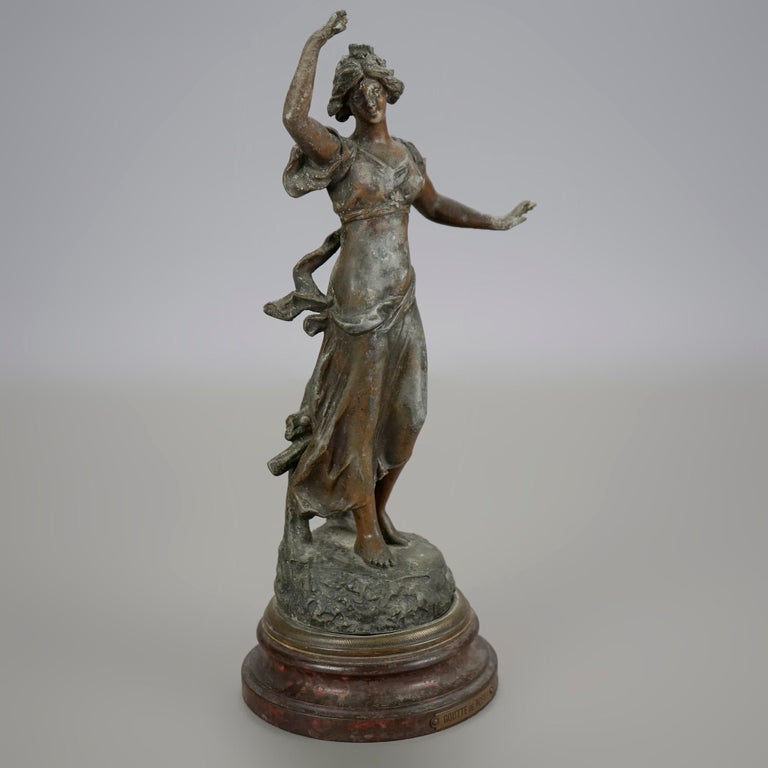 Antique Pair Bronzed Metal Classical Dancing Women Statues Circa 1920 ...