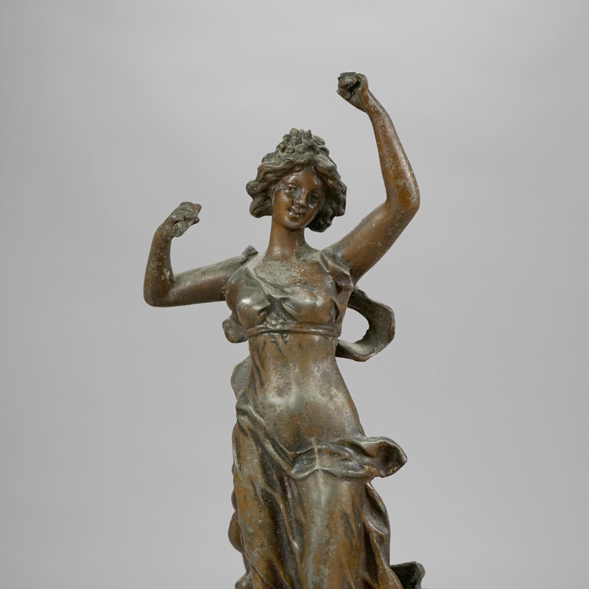 Antique Pair Bronzed Metal Classical Dancing Women Statues Circa 1920 ...