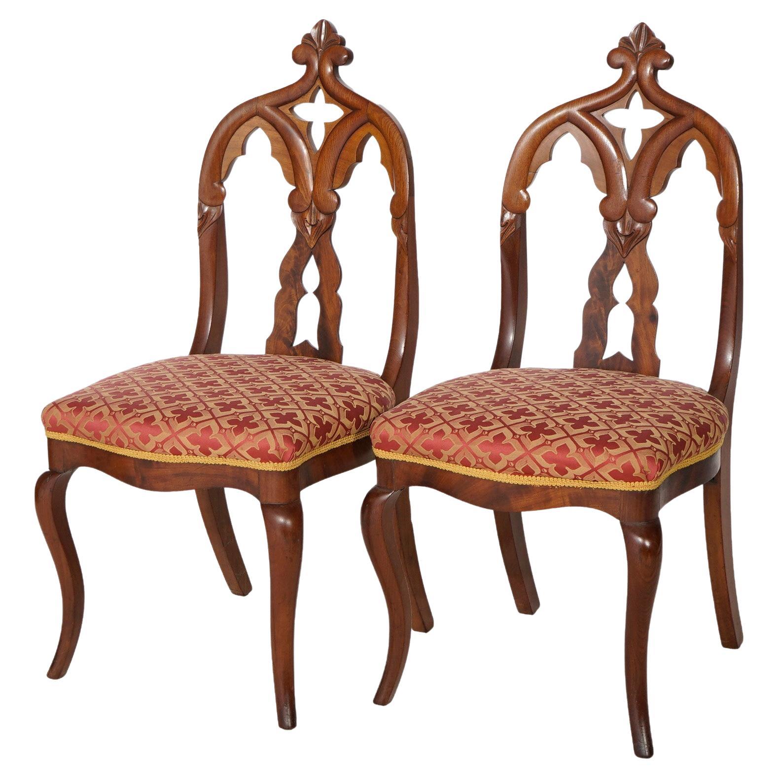 Vintage Gothic Hand Carved Side Chairs - a Pair For Sale at 1stDibs