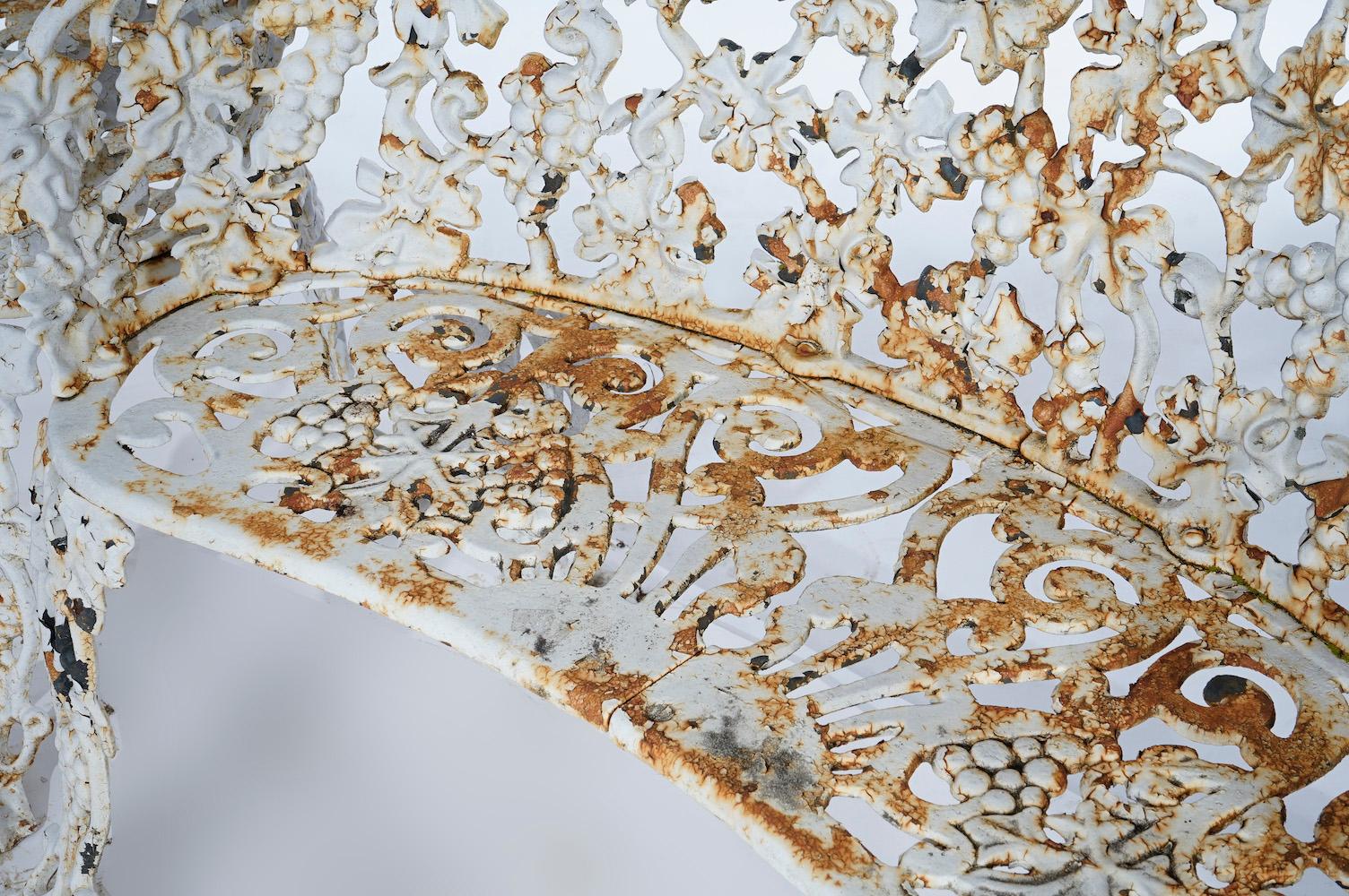 Antique Pair Cast Iron Grape and Leaf Garden Benches Circa 1940 For ...