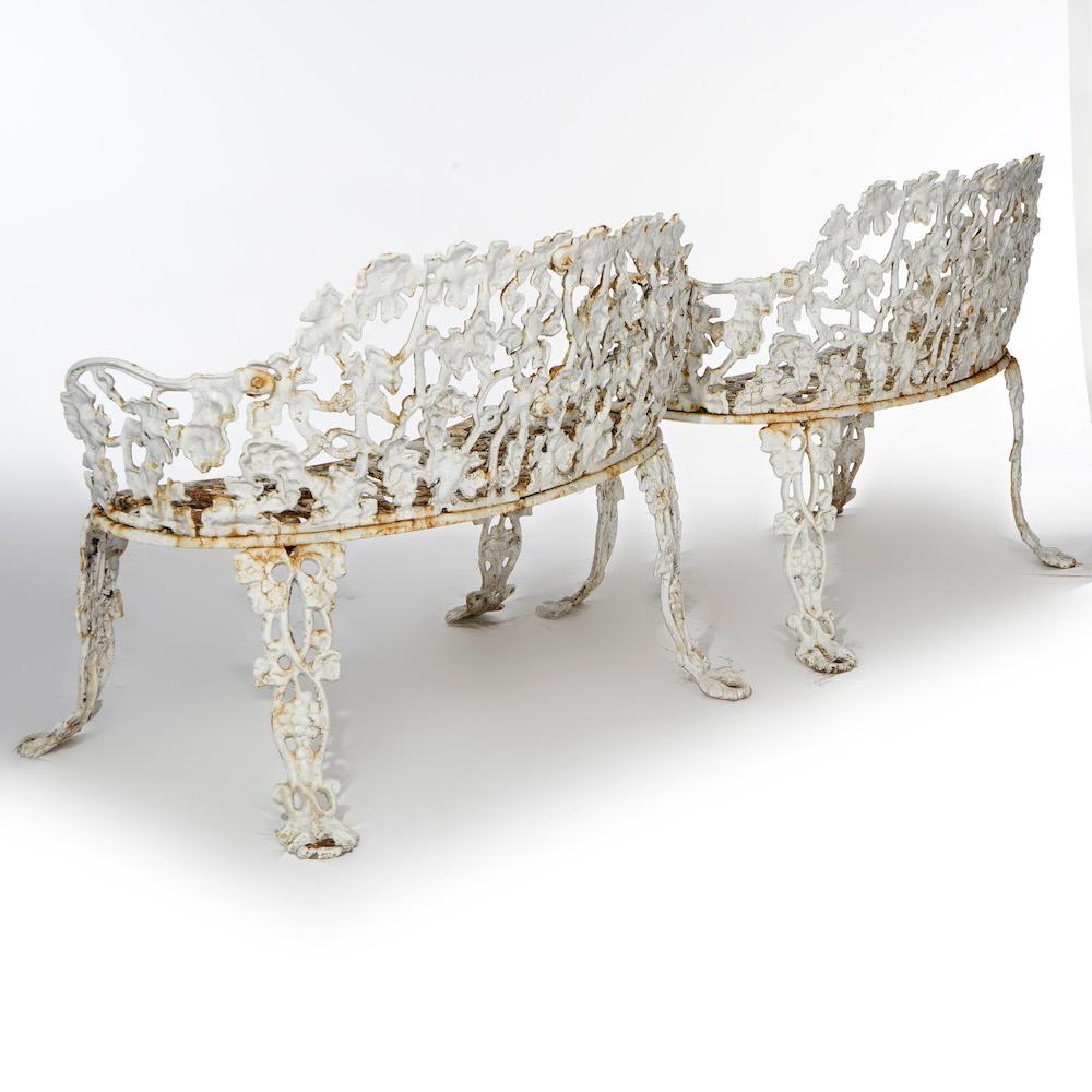 Antique Pair Cast Iron Grape and Leaf Garden Benches Circa 1940 For ...