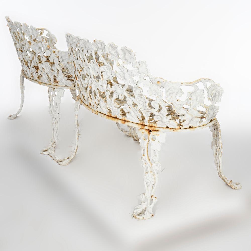 Antique Pair Cast Iron Grape and Leaf Garden Benches Circa 1940 For ...