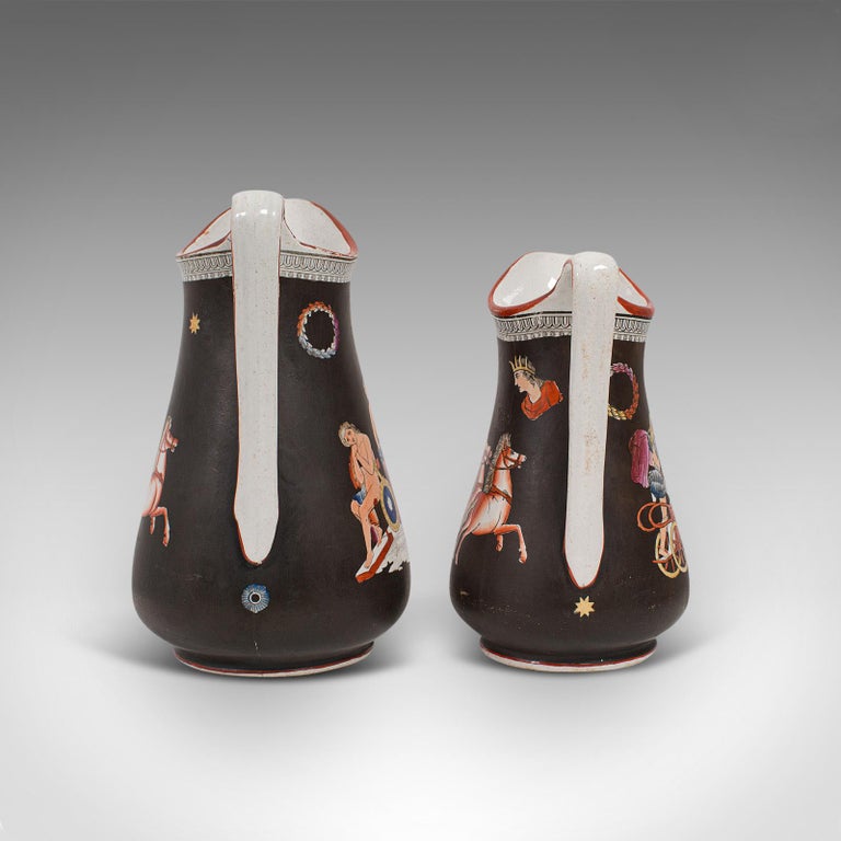Antique Pair, Decorative Pouring Jugs, English, Ceramic, Serving Ewer ...
