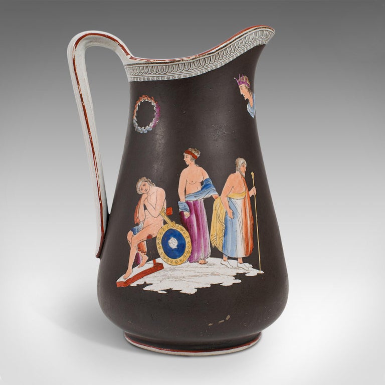 Antique Pair, Decorative Pouring Jugs, English, Ceramic, Serving Ewer ...