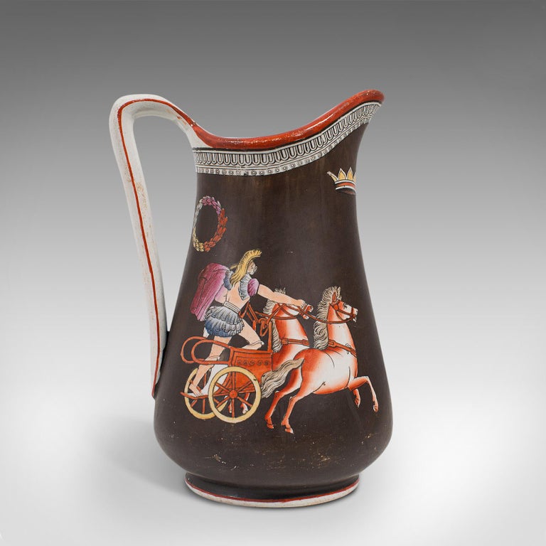 Antique Pair, Decorative Pouring Jugs, English, Ceramic, Serving Ewer ...