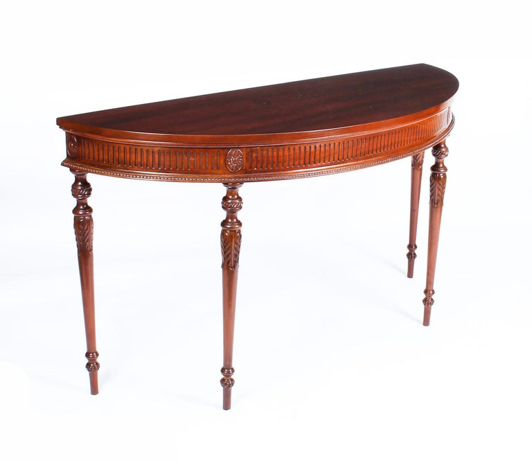 Antique Pair of Edwardian Mahogany Demilune Console Side Tables, 19th ...