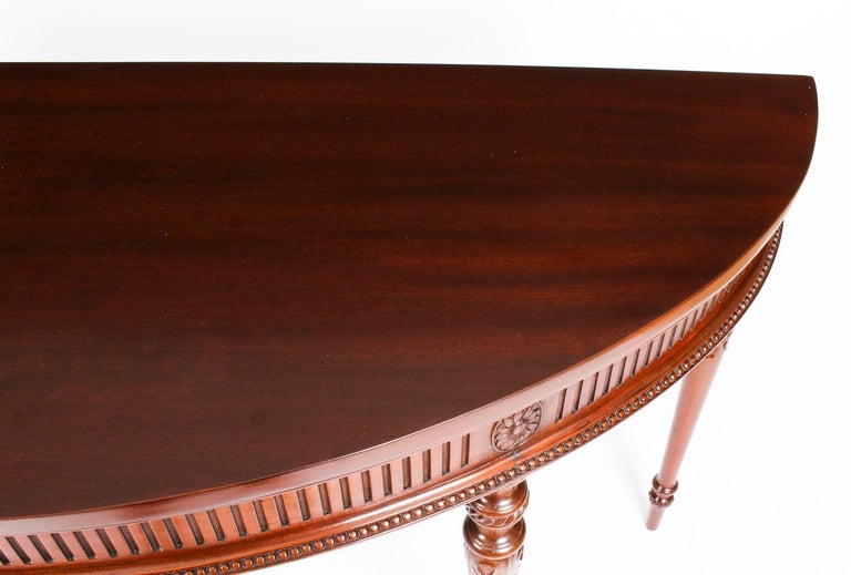 Antique Pair of Edwardian Mahogany Demilune Console Side Tables, 19th ...
