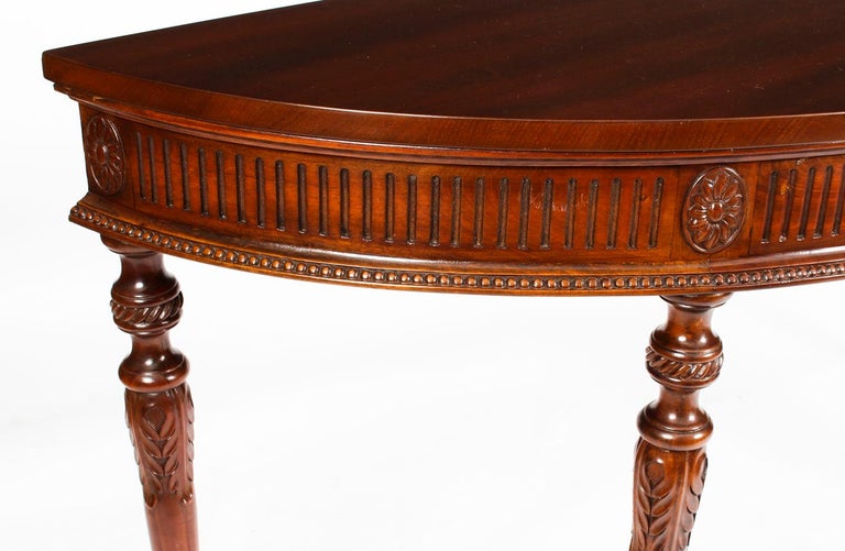 Antique Pair of Edwardian Mahogany Demilune Console Side Tables, 19th ...