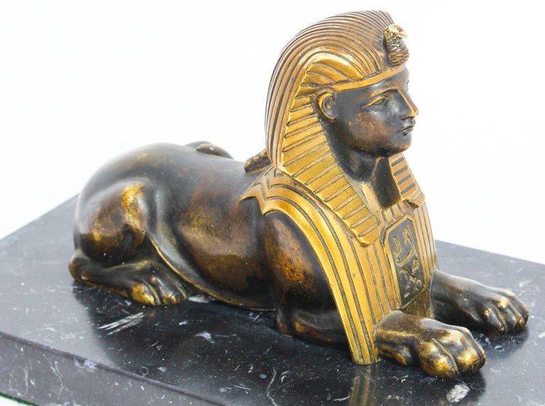 Pair of Empire Egyptian Revival Table Bronze Recumbent Pharaoh, 19th ...