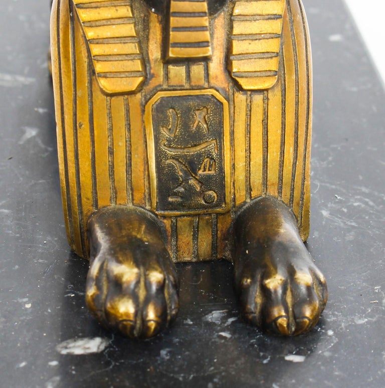 Pair of Empire Egyptian Revival Table Bronze Recumbent Pharaoh, 19th ...