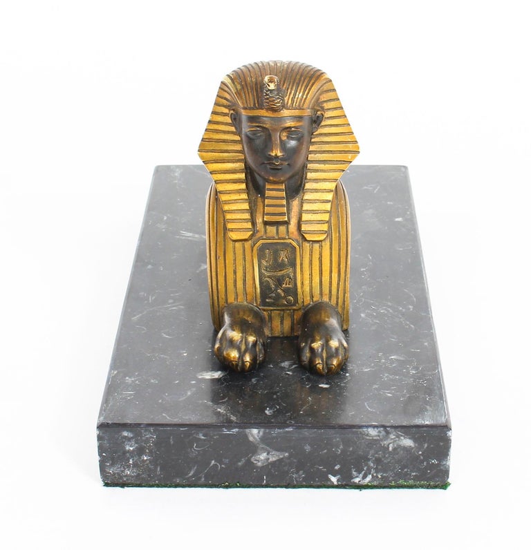 Pair of Empire Egyptian Revival Table Bronze Recumbent Pharaoh, 19th ...