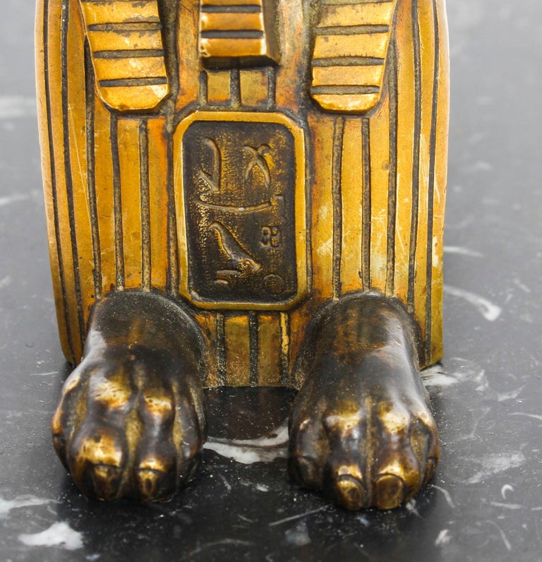 Pair of Empire Egyptian Revival Table Bronze Recumbent Pharaoh, 19th ...