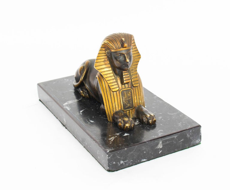 Pair of Empire Egyptian Revival Table Bronze Recumbent Pharaoh, 19th ...