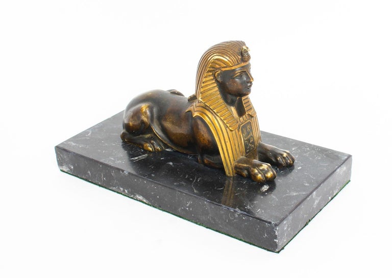 Pair of Empire Egyptian Revival Table Bronze Recumbent Pharaoh, 19th ...