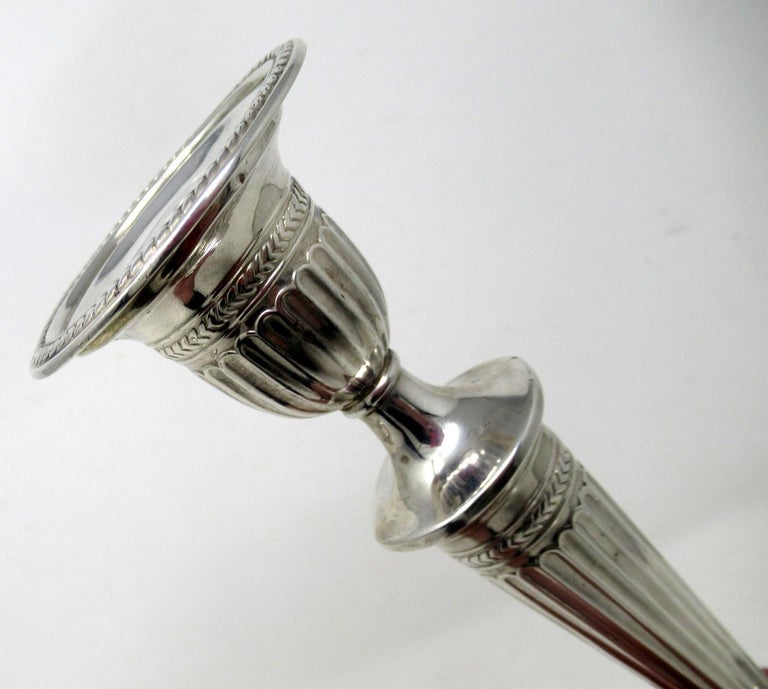 Antique Pair English Sterling Silver Candlesticks Candelabra Adams ...