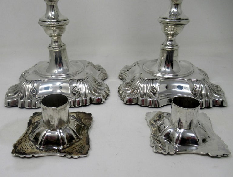Antique Pair English Sterling Silver Candlesticks Candelabra William ...