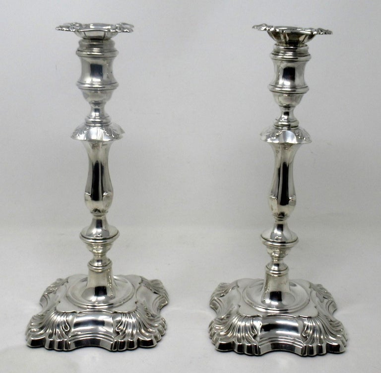 Antique Pair English Sterling Silver Candlesticks Candelabra William ...