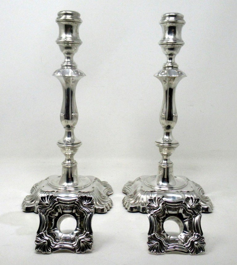 Antique Pair English Sterling Silver Candlesticks Candelabra William ...