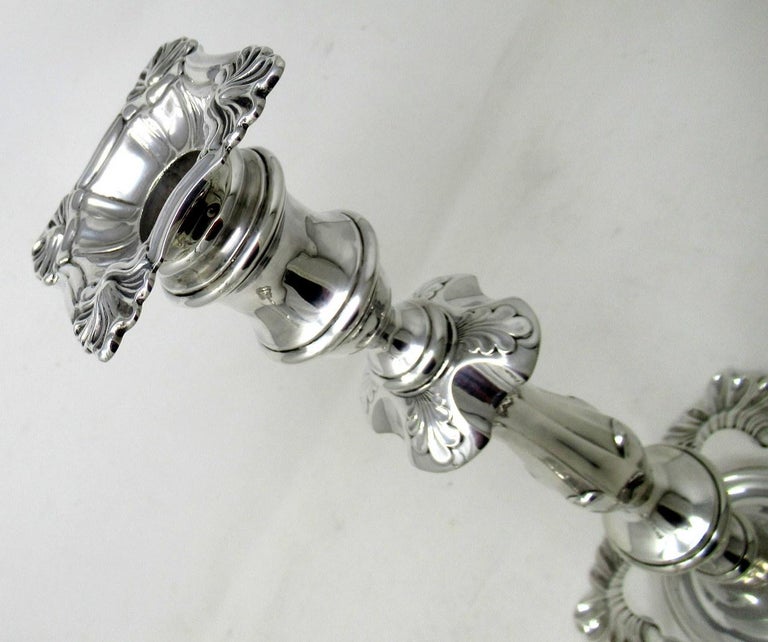Antique Pair English Sterling Silver Candlesticks Candelabra William ...