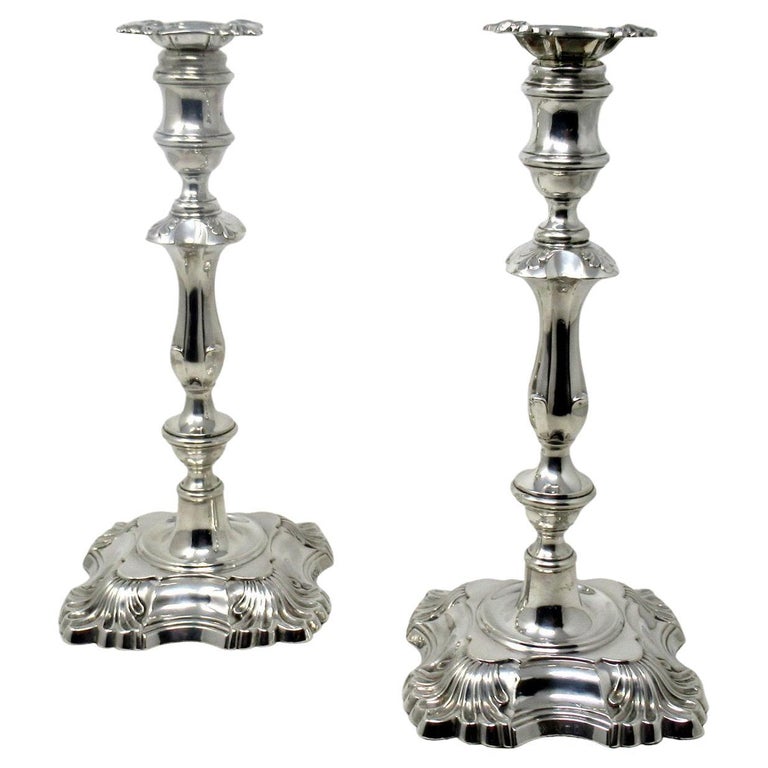 Antique Pair English Sterling Silver Candlesticks Candelabra William ...