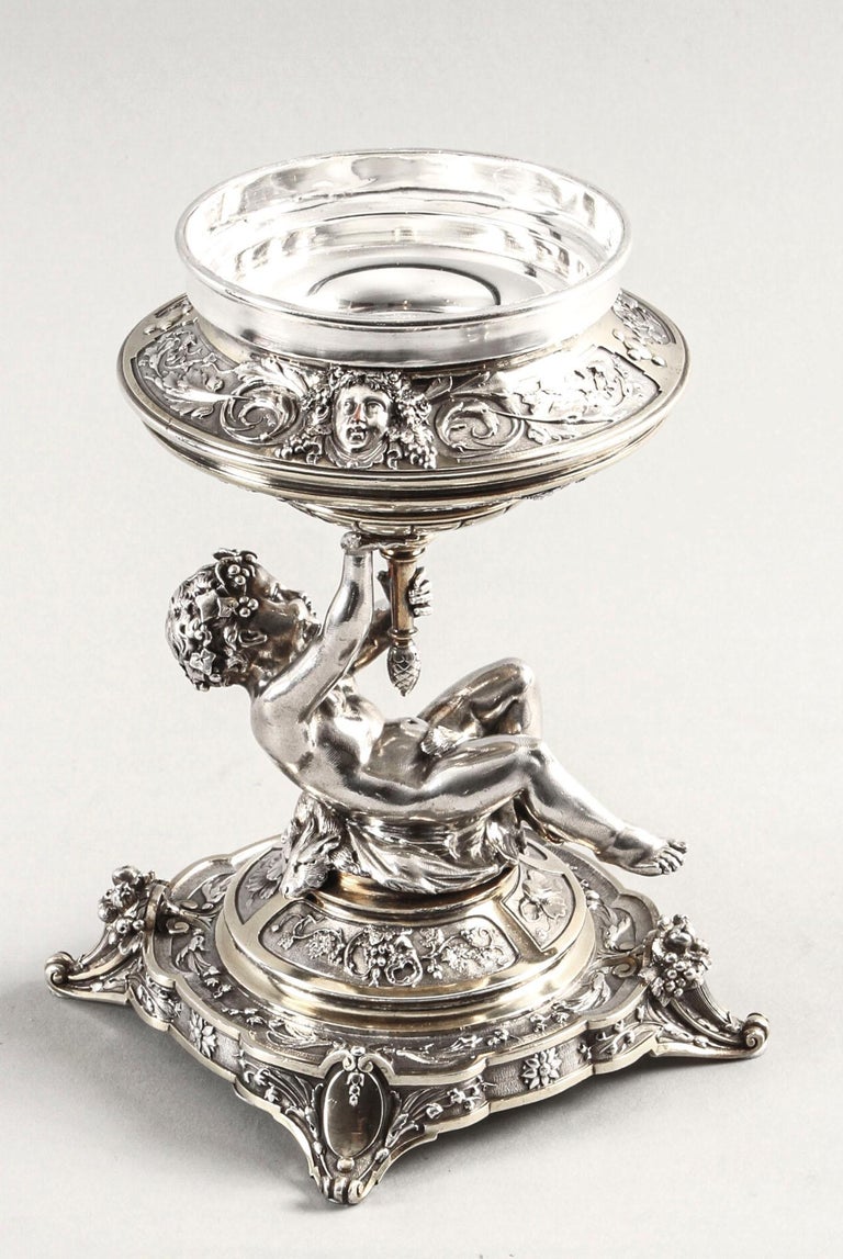 Antique Pair of English Victorian Silver Plate and Cut Glass ...
