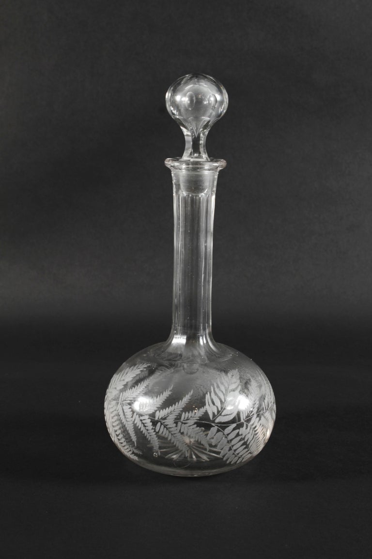 Antique Pair Etched Glass Decanters and Stoppers 19th Century For Sale ...