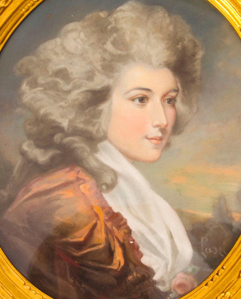 Antique Pair of French Pastel and Gouache Portraits, Mid-19th Century ...