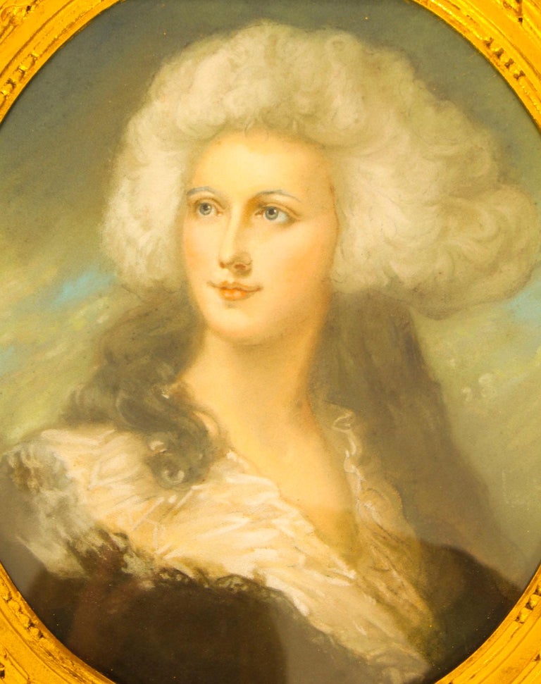 Antique Pair of French Pastel and Gouache Portraits, Mid-19th Century ...